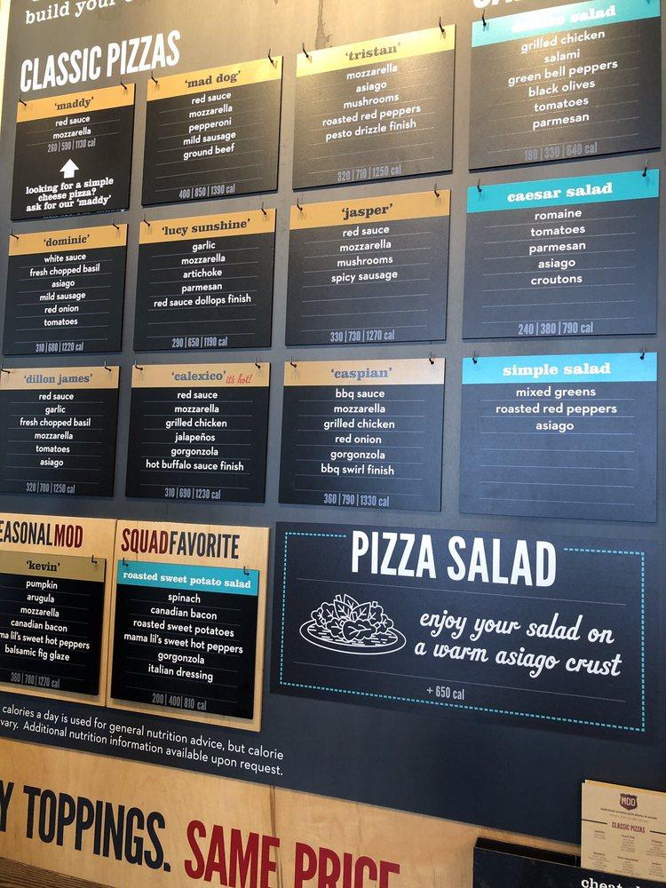 Menu at MOD Pizza pizzeria, Columbus, Sawmill Rd A