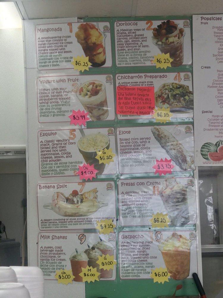 Menu at Paleteria La Gloria restaurant, Bridgeton