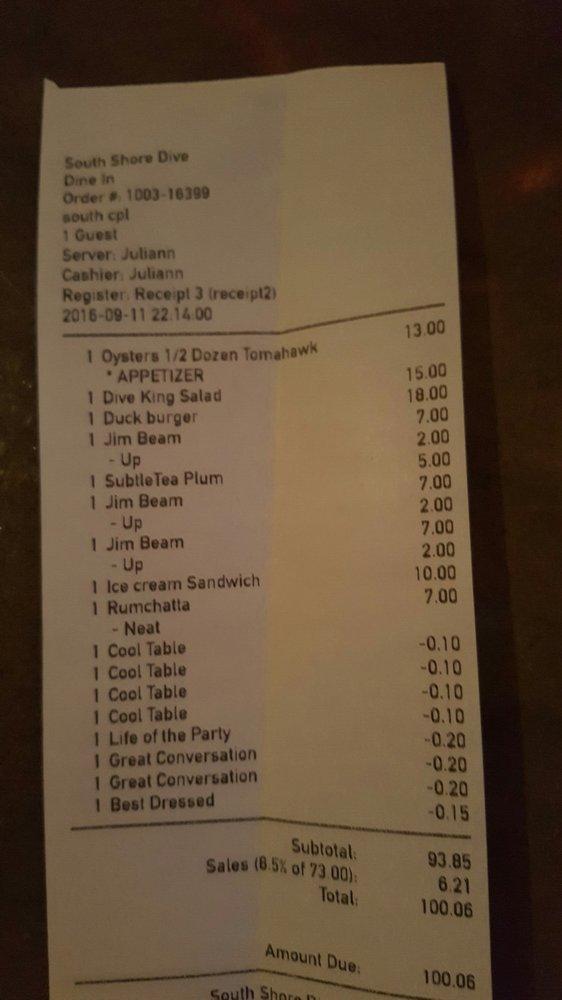 Menu at South Shore Dive pub & bar, West Sayville