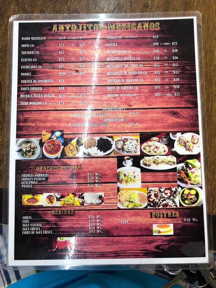 Menu at El Rincon Sinaloense restaurant, Tijuana