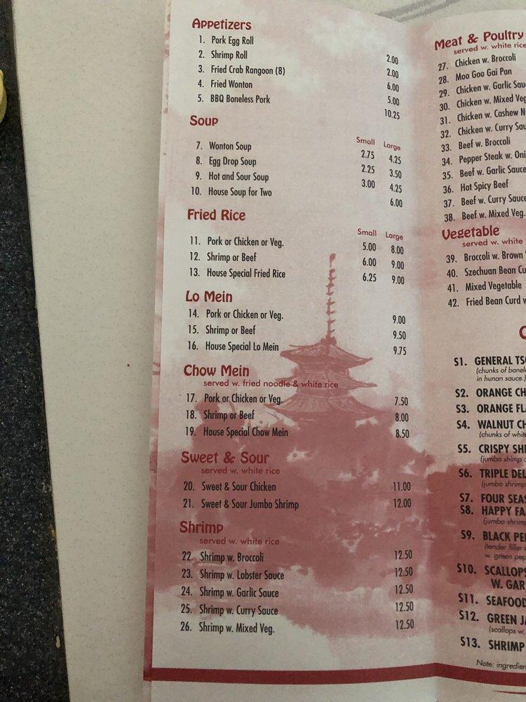 Menu at Rice Fusion restaurant, Dover