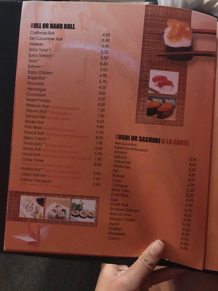 Menu at Origami Sushi restaurant, Tampa, W Hillsborough Ave