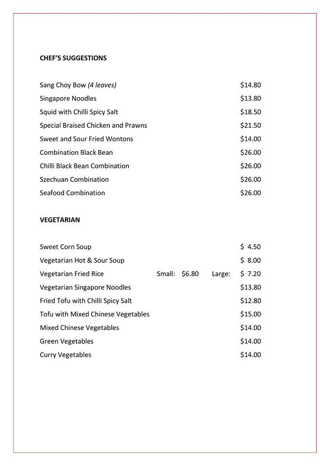 Menu at Windsor Chinese Restaurant, Windsor