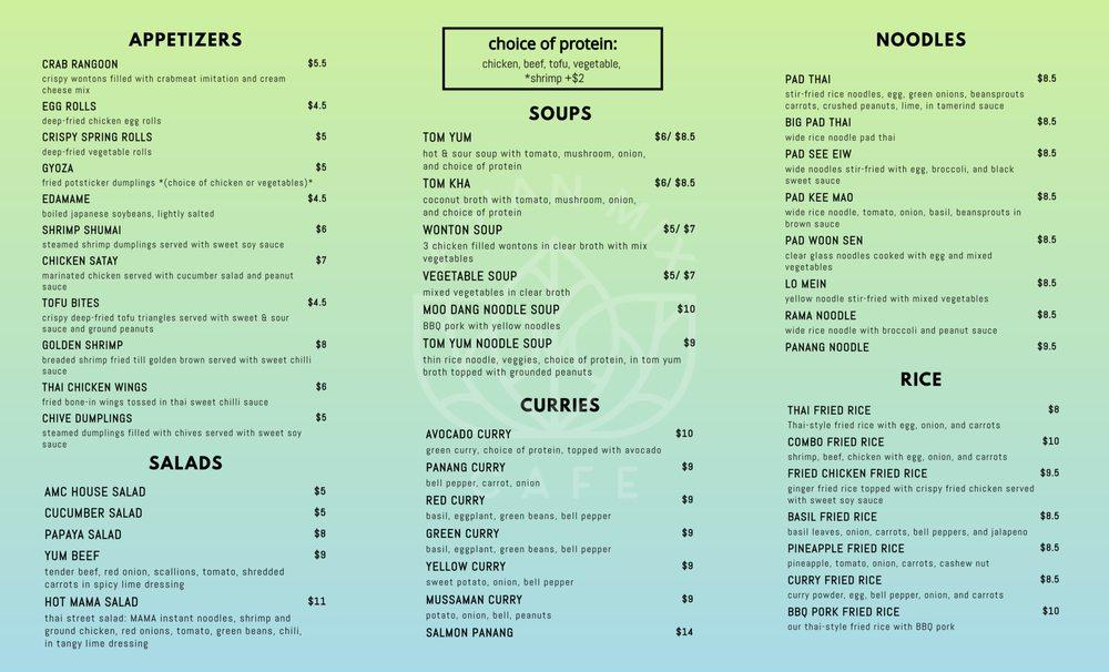 Menu at Asian Mix restaurant, Chicago