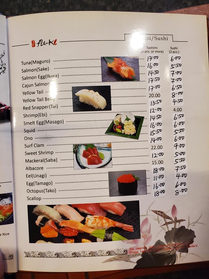 Menu at Fu-Ki Post Falls restaurant, Post Falls