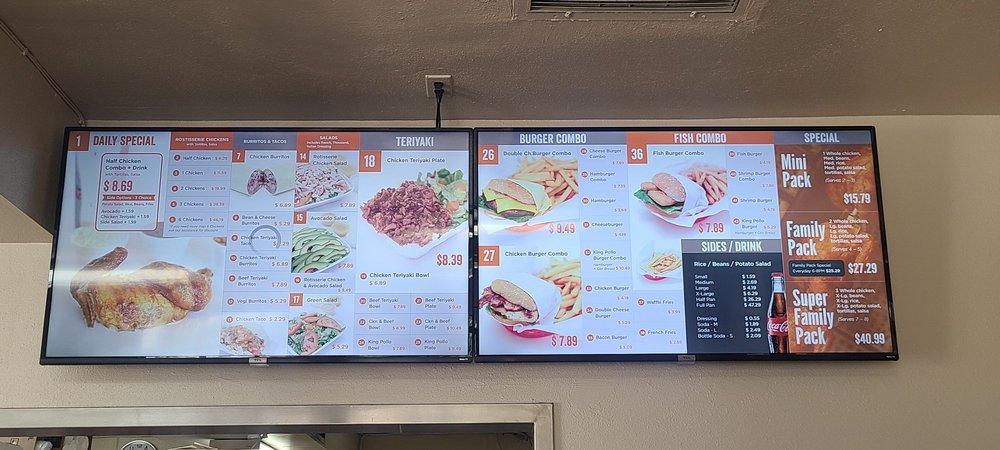 Menu at King Pollo Rotisserie Chicken restaurant, Anaheim