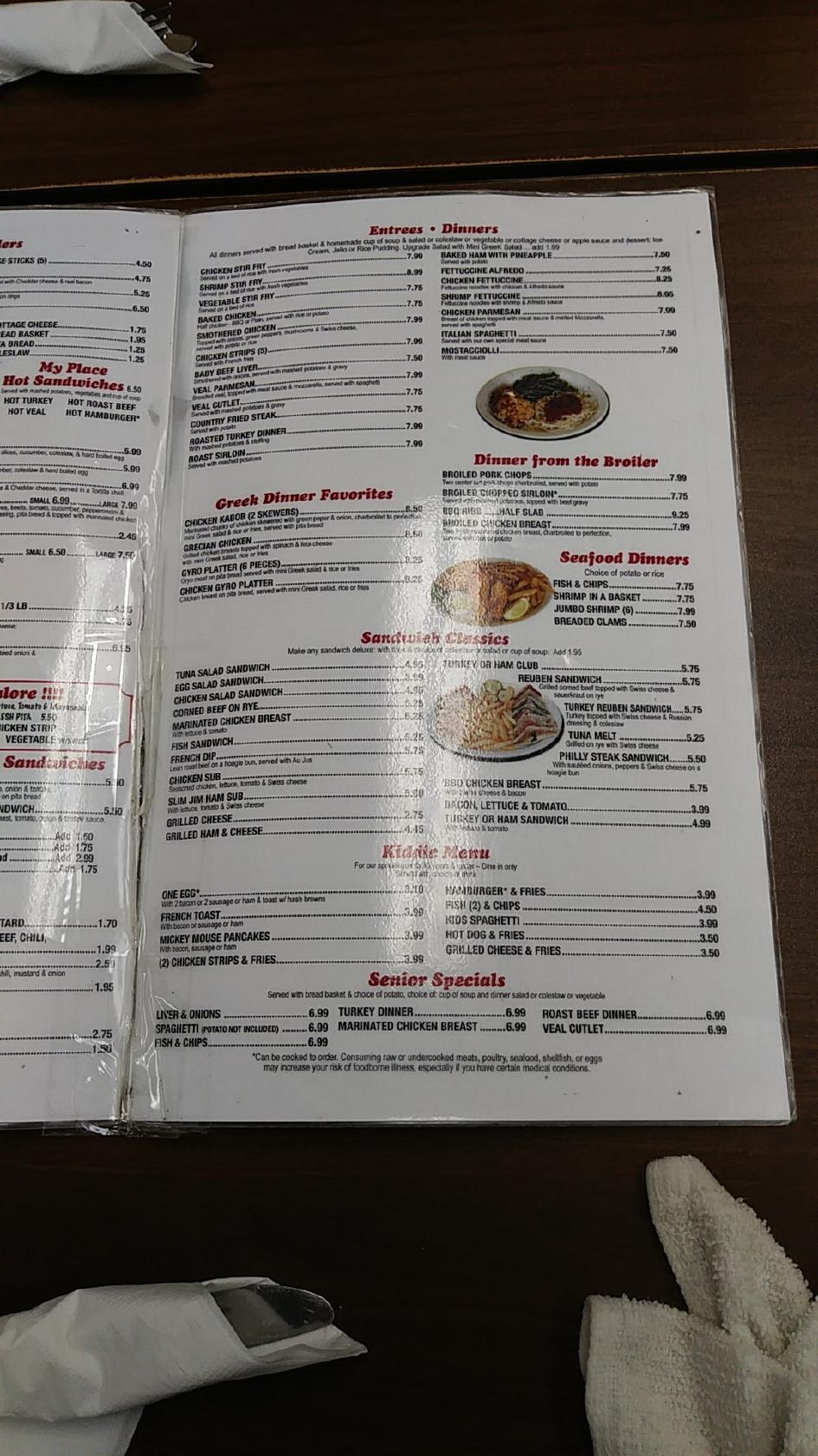 Menu at My Place Restaurant, Wayne