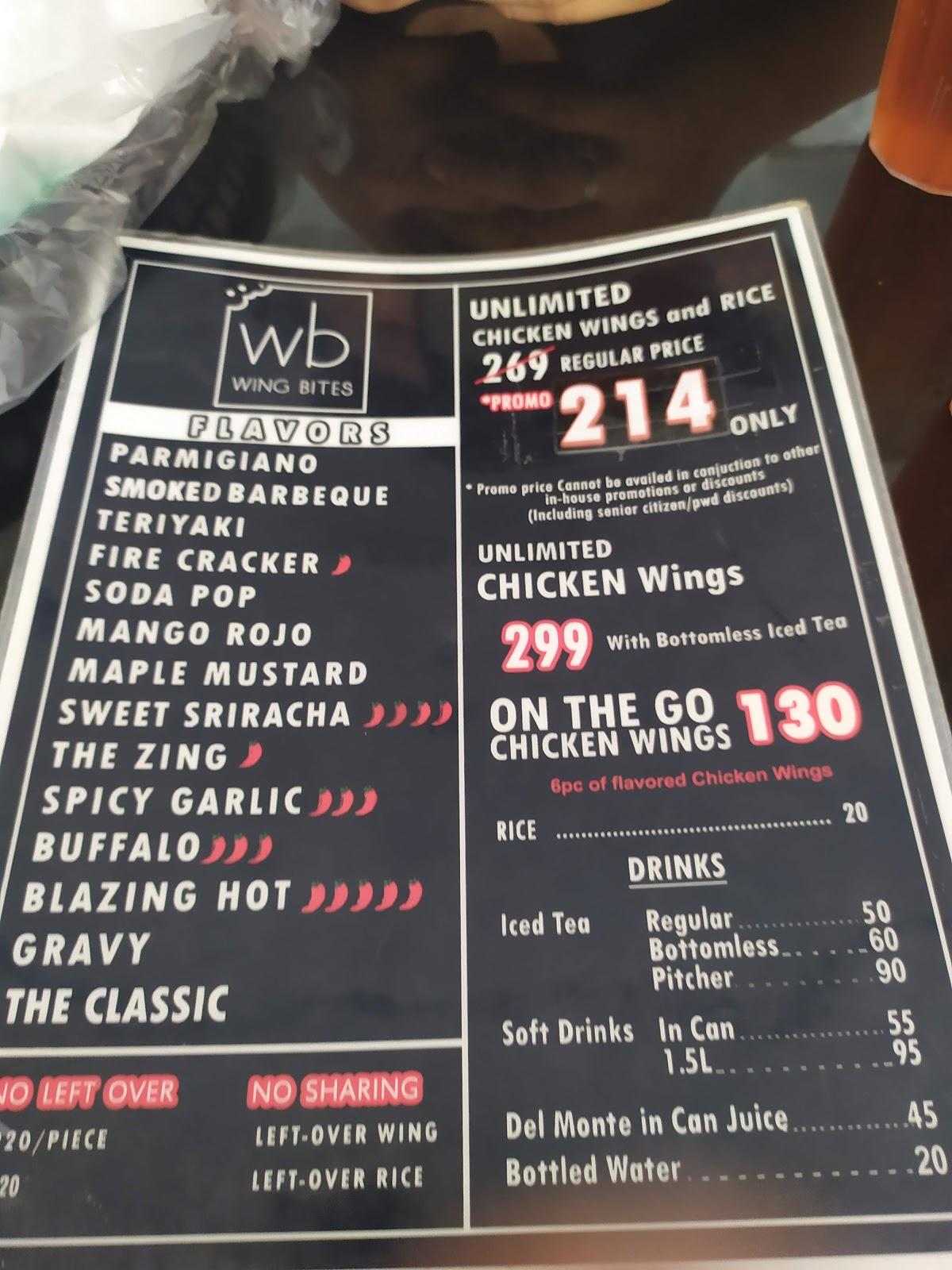 Menu at Wing Bites Las Pinas restaurant, Las Pinas