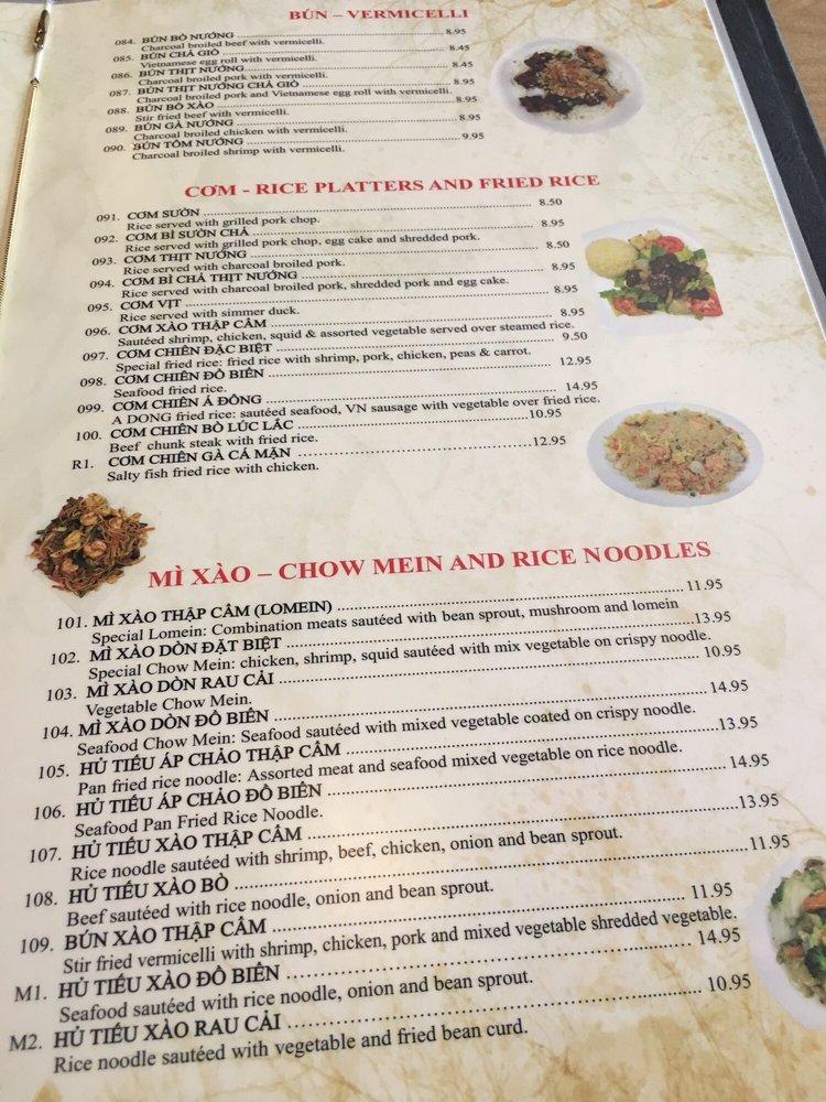 Menu at A Dong Vietnamese & Chinese Restaurant @Forum, Selma, Agora Pkwy
