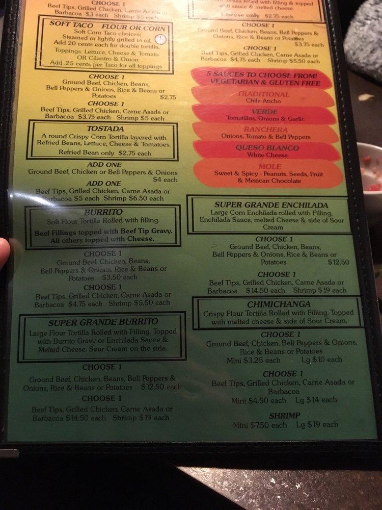 Menu at El Tipico Restaurant, Toledo