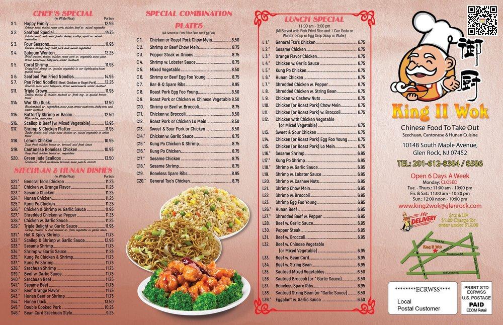 Menu at King II Wok restaurant, Glen Rock