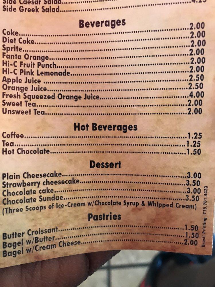 Menu at New York Diner restaurant, Charlotte