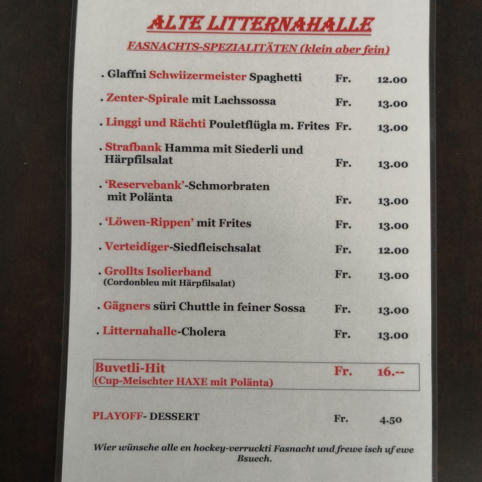 Menu da Restaurant Jäger, Visp