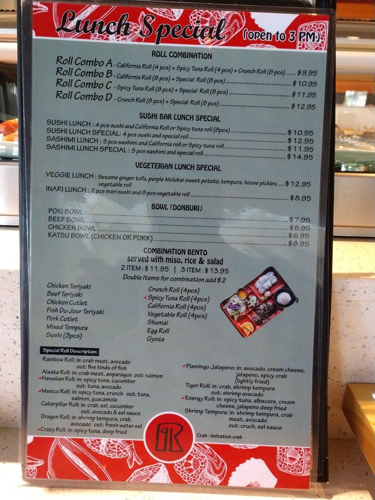 Menu at Sushi R91 restaurant, Riverside