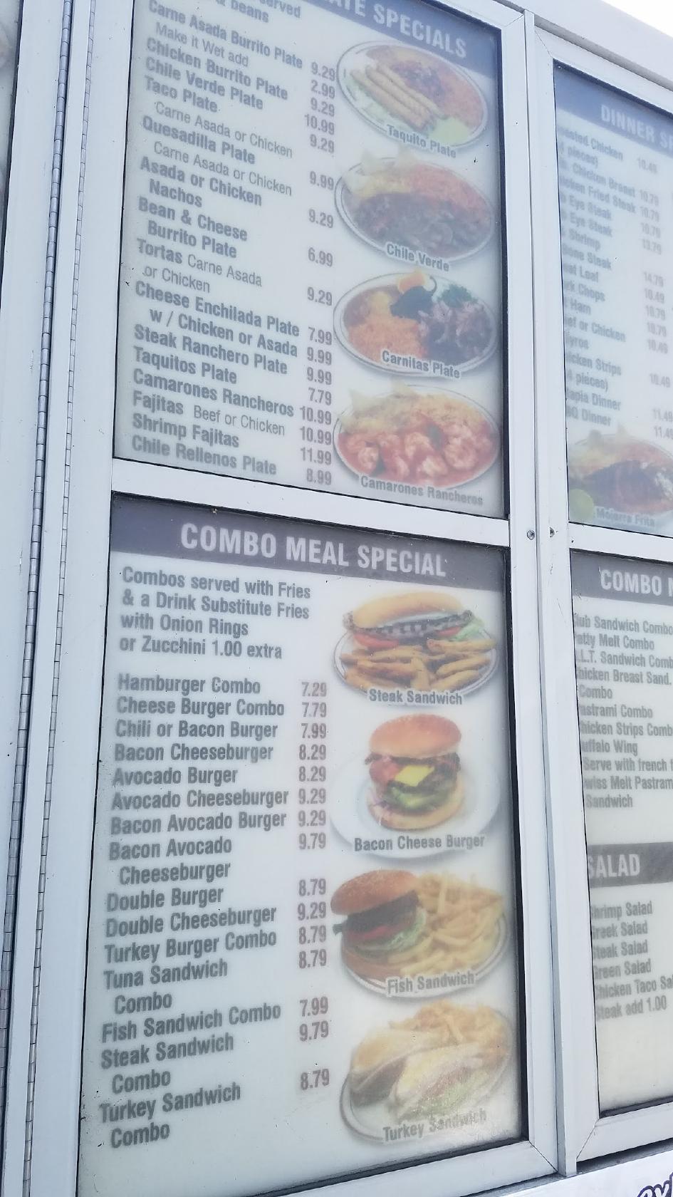 Menu at Terry's Cafe, Stanton