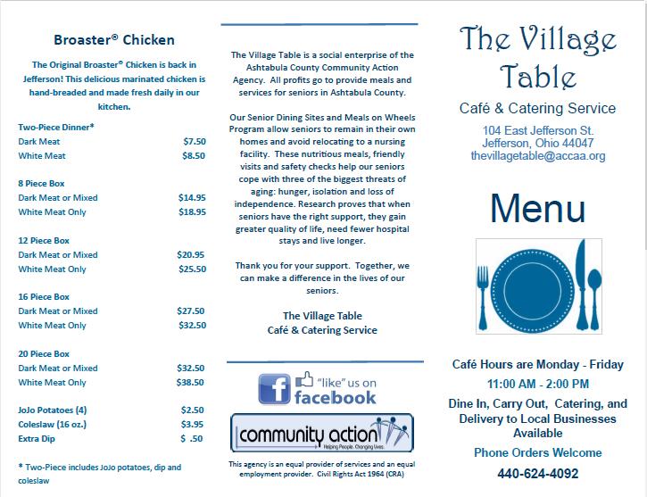 Menu at The Village Table Jefferson OH cafe, Jefferson