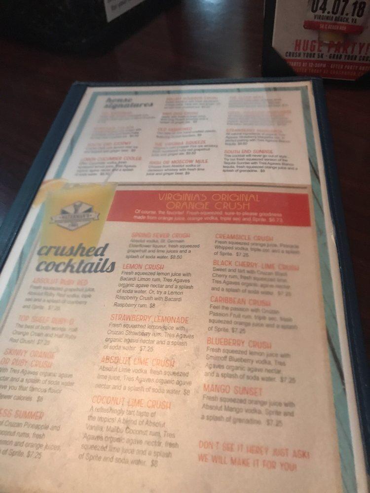Menu at Waterman's Surfside Grille pub & bar, Virginia Beach