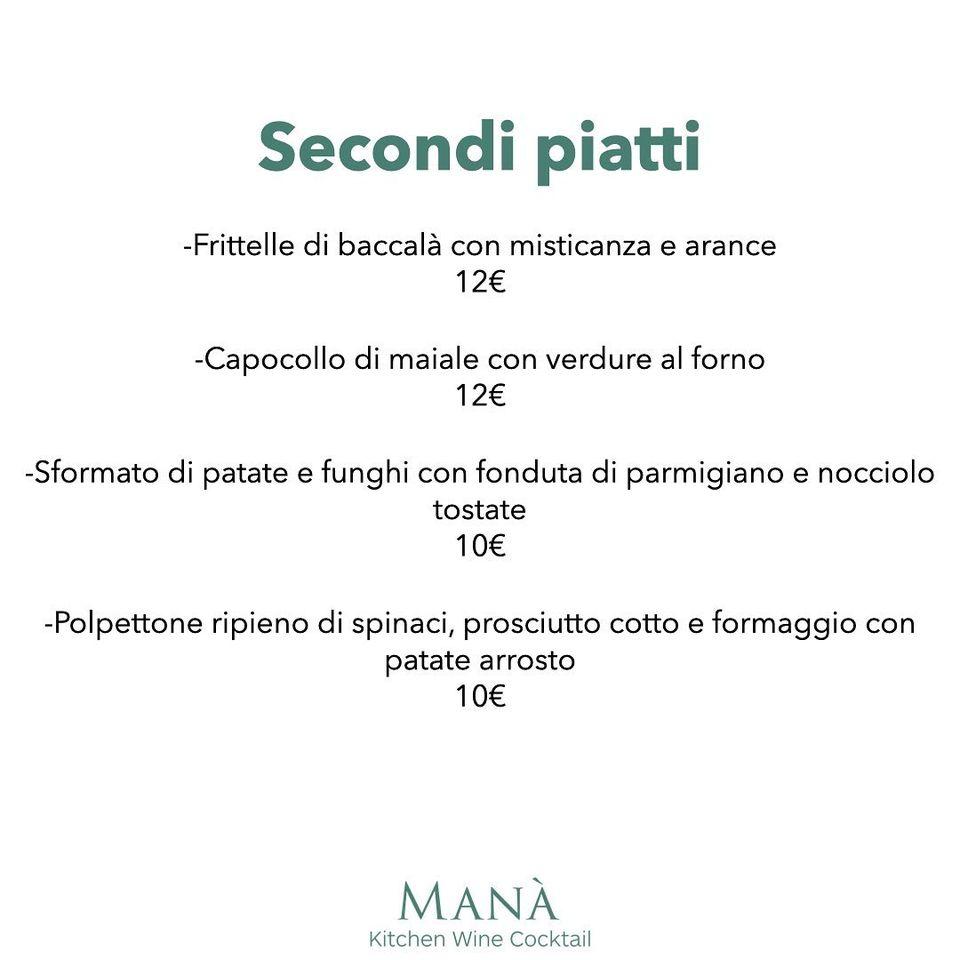 Menu at Bar Manà Modena, Modena