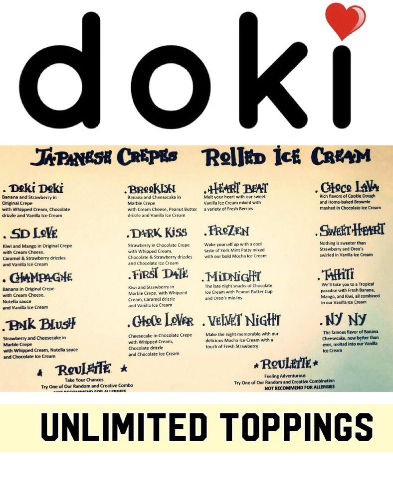 Menu at Doki Doki desserts, Salt Lake City