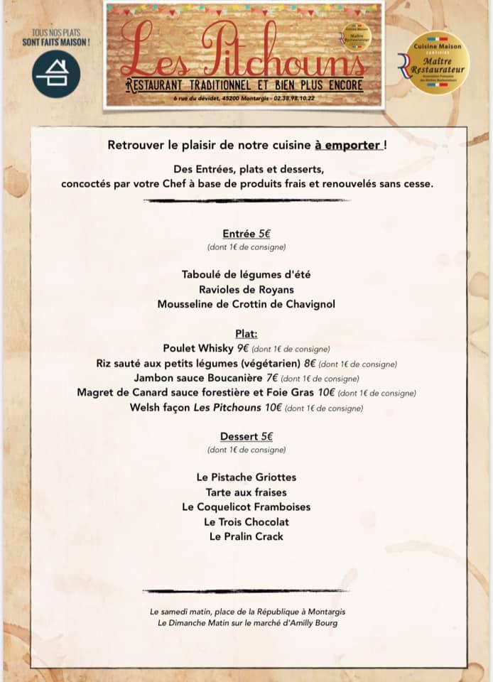 Menu at Restaurant Les Pitchouns, Montargis