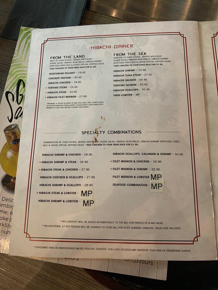 Menu at Japan Inn restaurant, Miami