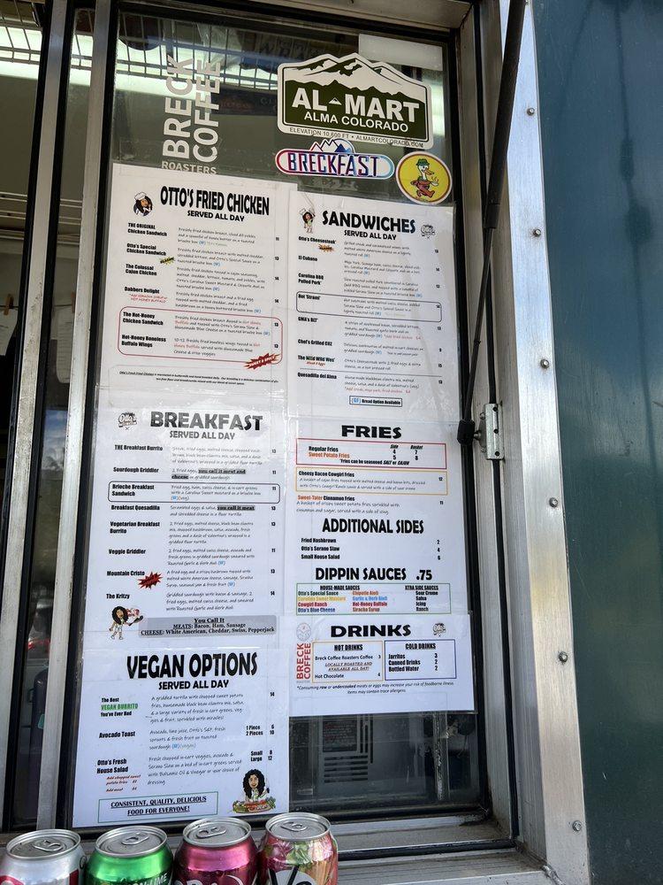 Menu at Otto's Food Cart restaurant, Alma