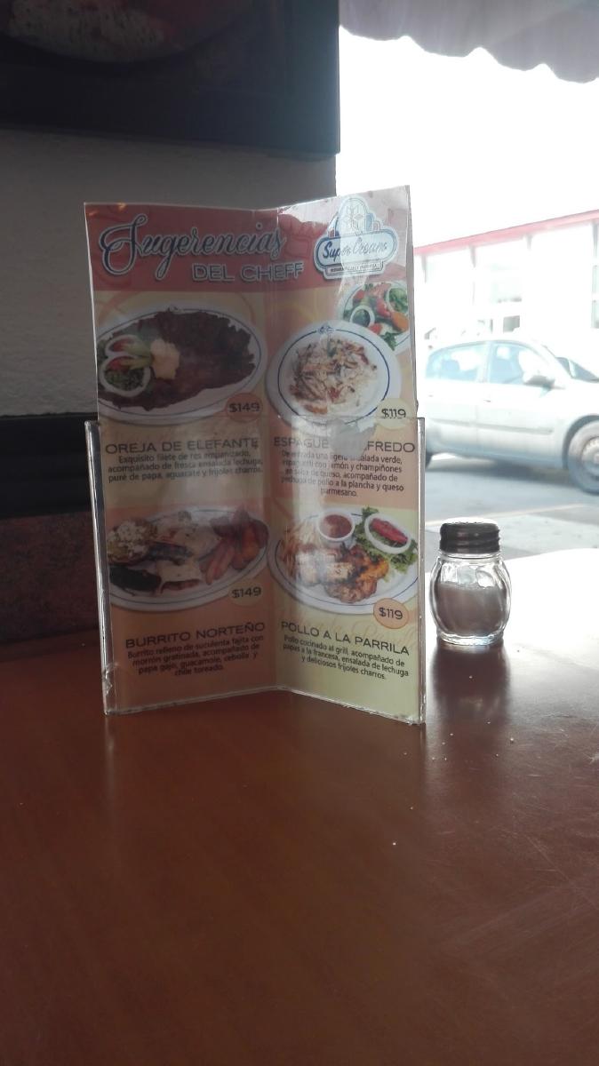 Menu at Super Cream restaurant, Tampico, dentro soriana aeropuerto