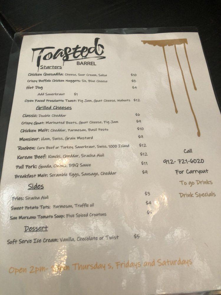 Menu at Toasted Barrel Savannah, Savannah