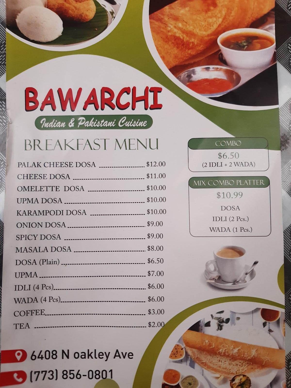 Menu at Bawarchi restaurant, Chicago