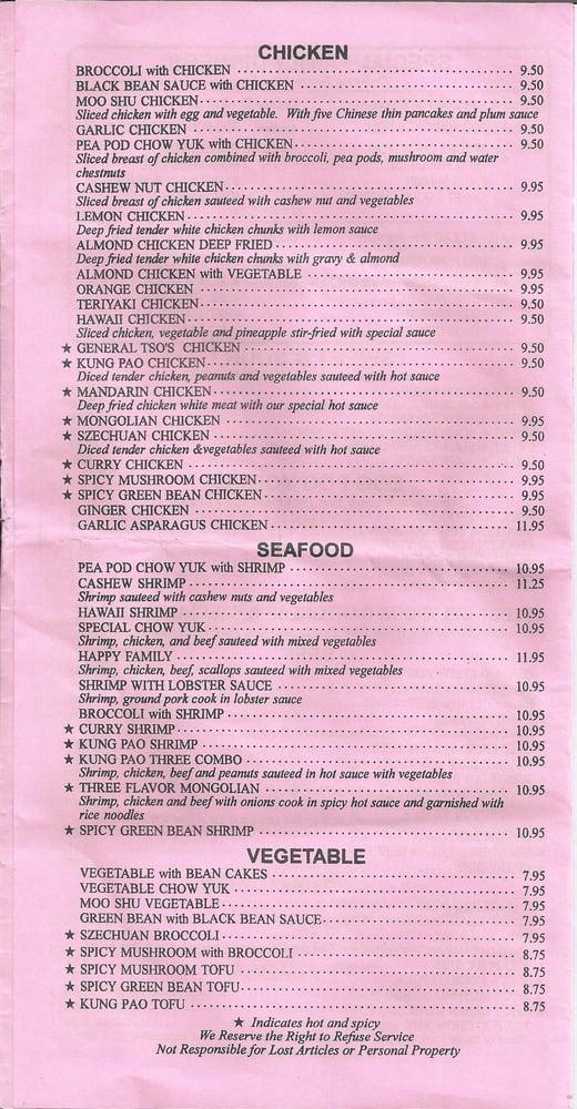 Menu at John's Chinese Restaurant, Keizer