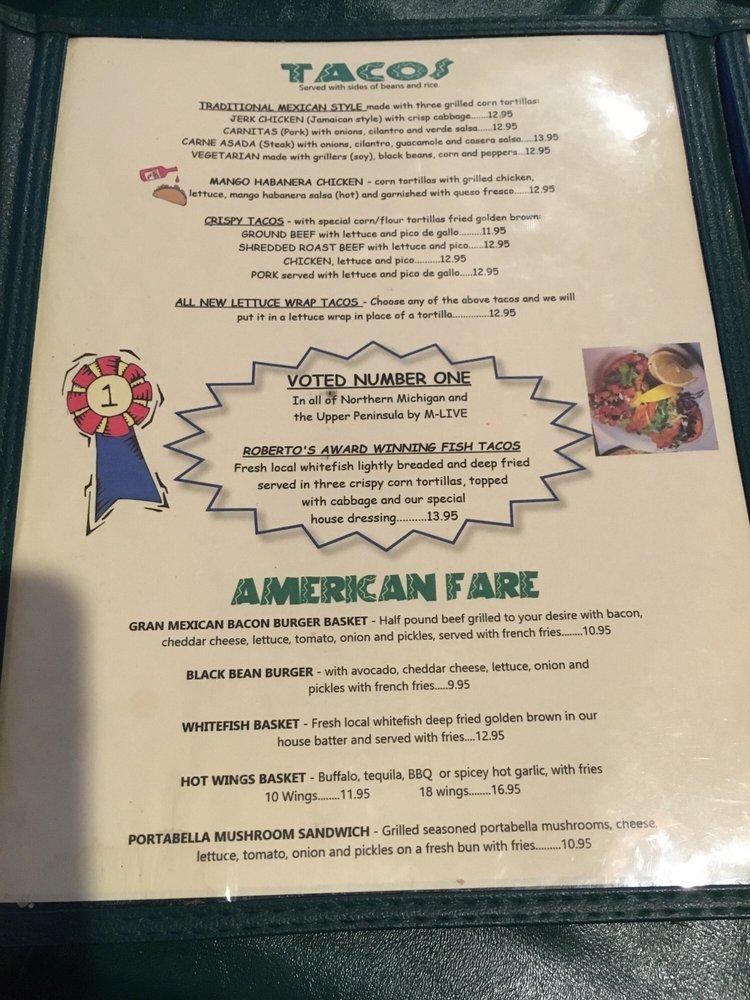 Menu at Jose's Cantina restaurant, Saint Ignace, N State St