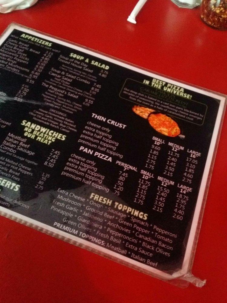 Menu at Pequod's Pizza pizzeria, Morton Grove, Fernald Ave