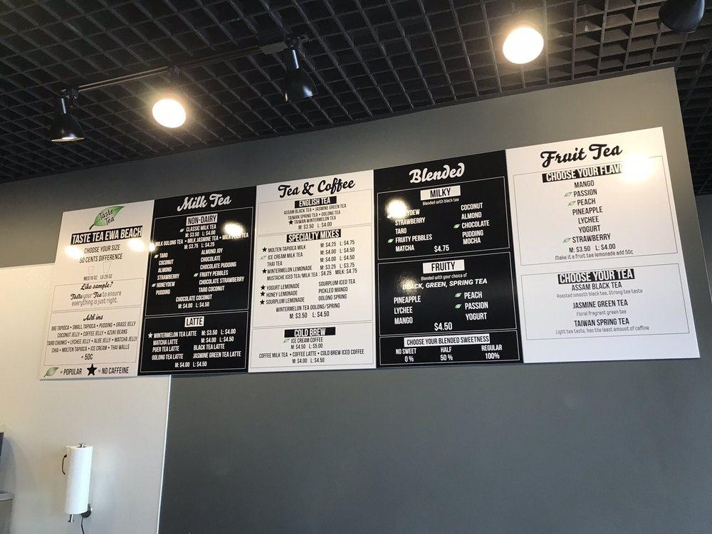 Menu at TasteTea cafe, Ewa Beach