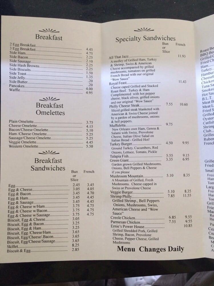 Menu at Verti Marte restaurant, New Orleans