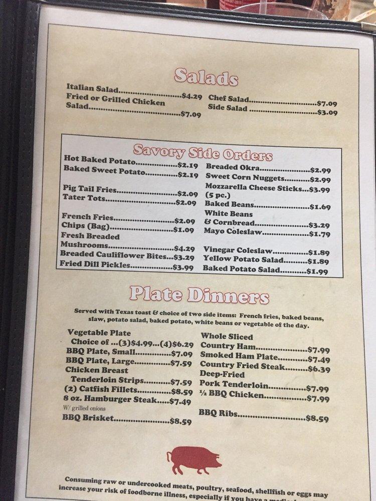 Menu at 4 Little Pigs BBQ, Benton