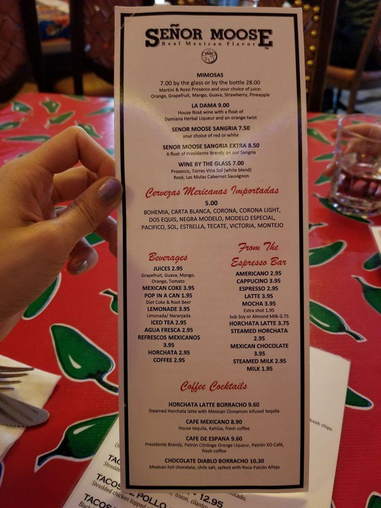 Menu at El Moose restaurant, Seattle