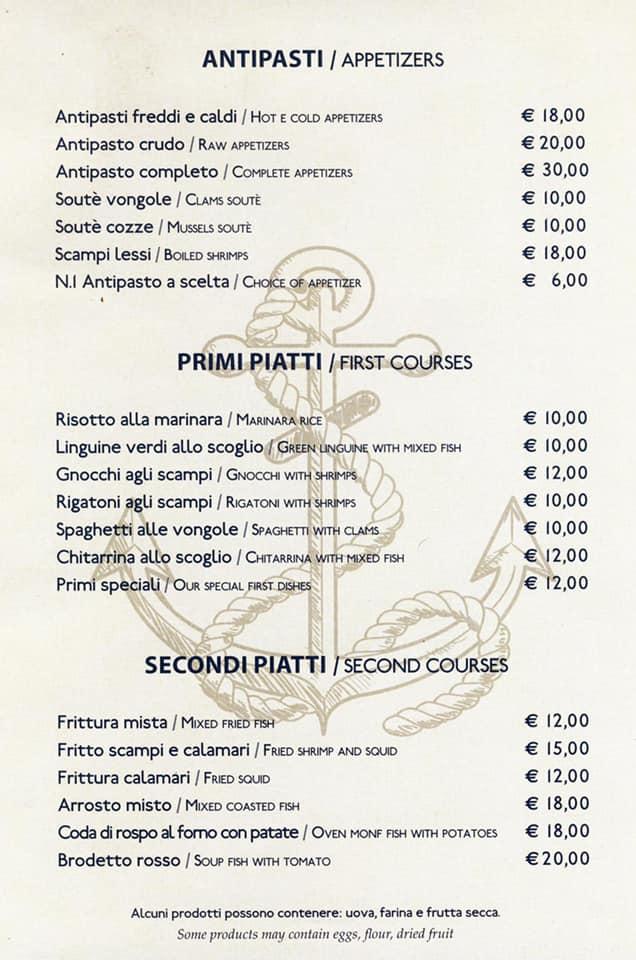 Menu da Lido Oriente ristorante, Pescara