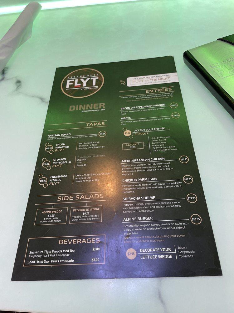 Menu at FLYT Steakhouse, Deadwood, 372 Main St
