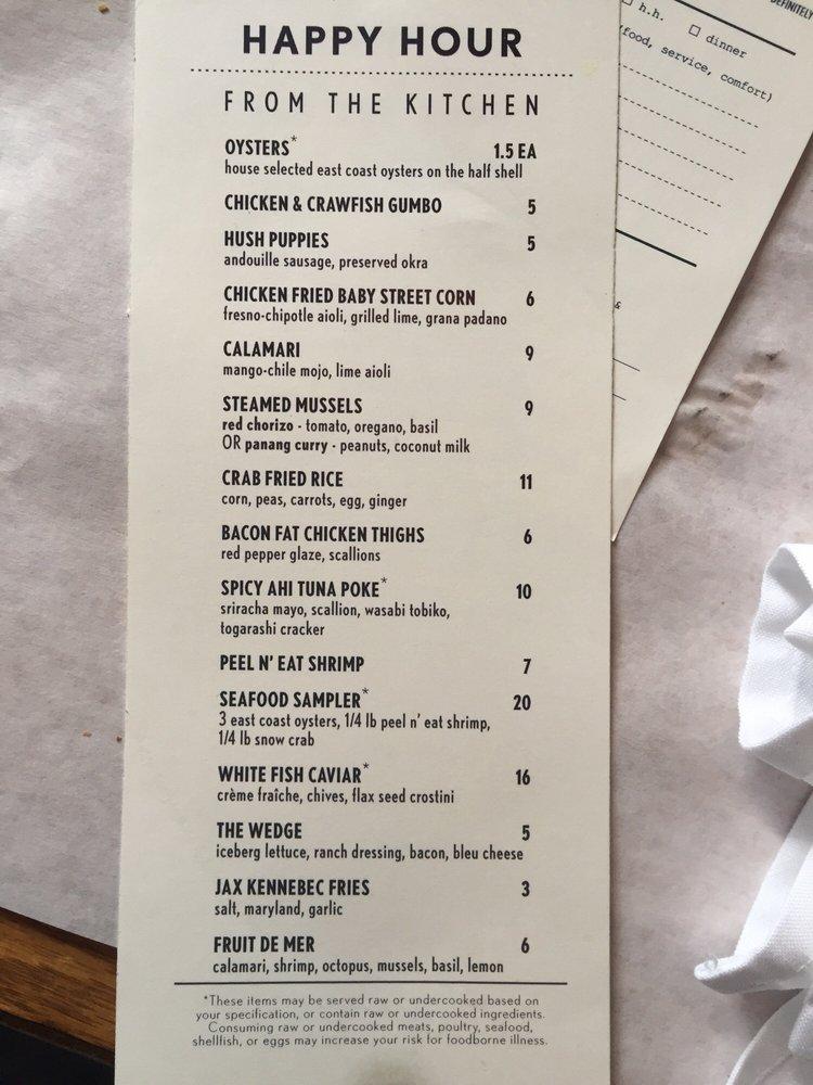 Menu at Jax Fish House & Oyster Bar - LoDo, Denver, 17th St