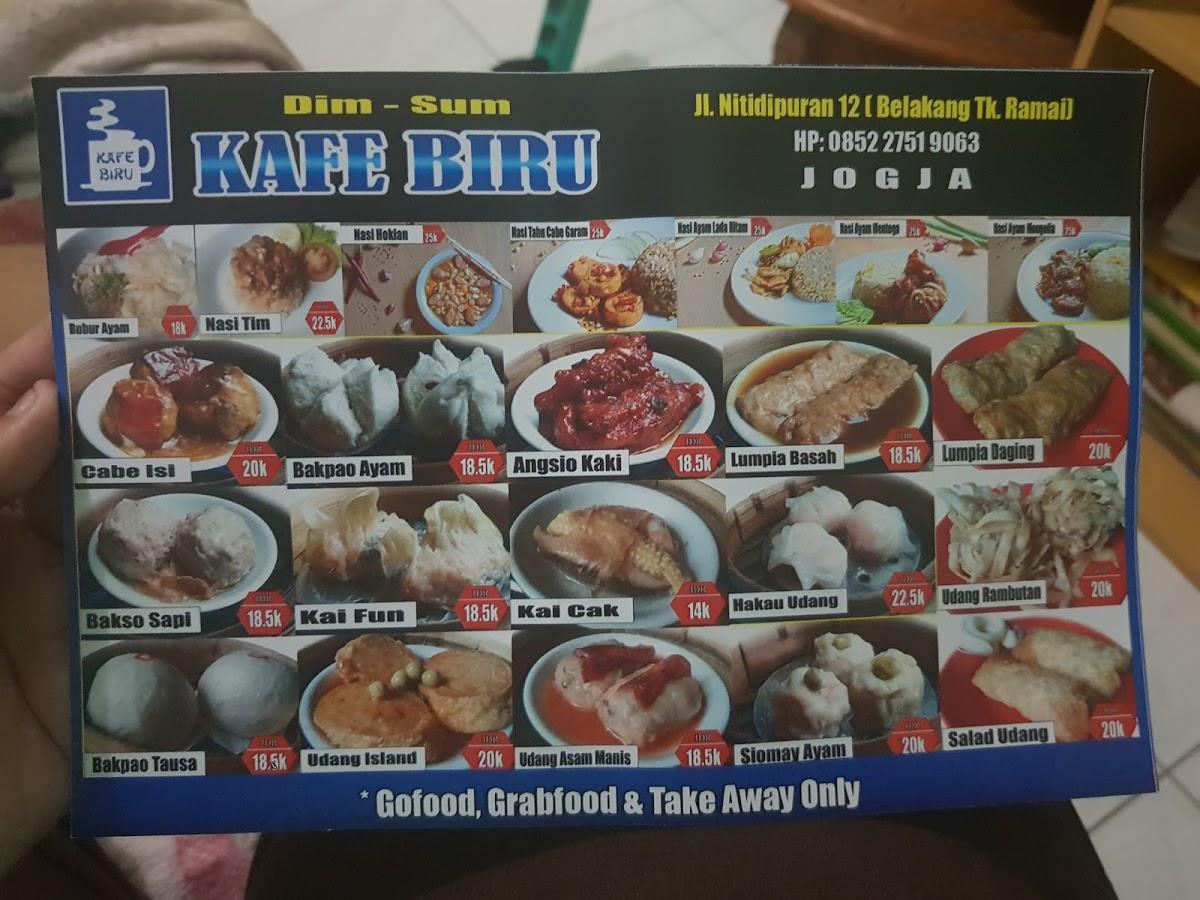 Menu at Dimsum Kafe Biru restaurant, Yogyakarta