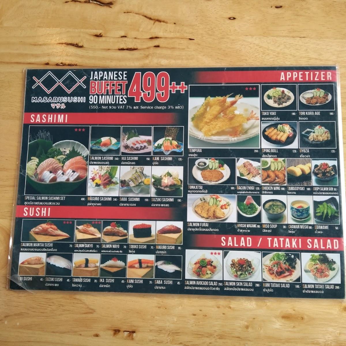 Carta del restaurante Masaru sushi, Bangkok, Masaru Sushi เจ้าคุณวิลล่า ...