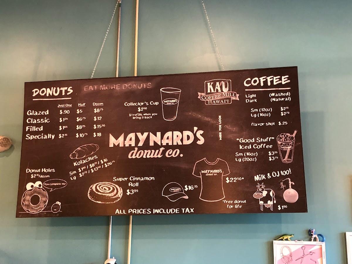 Menu at Maynard's Donuts & Coffee desserts, Pensacola