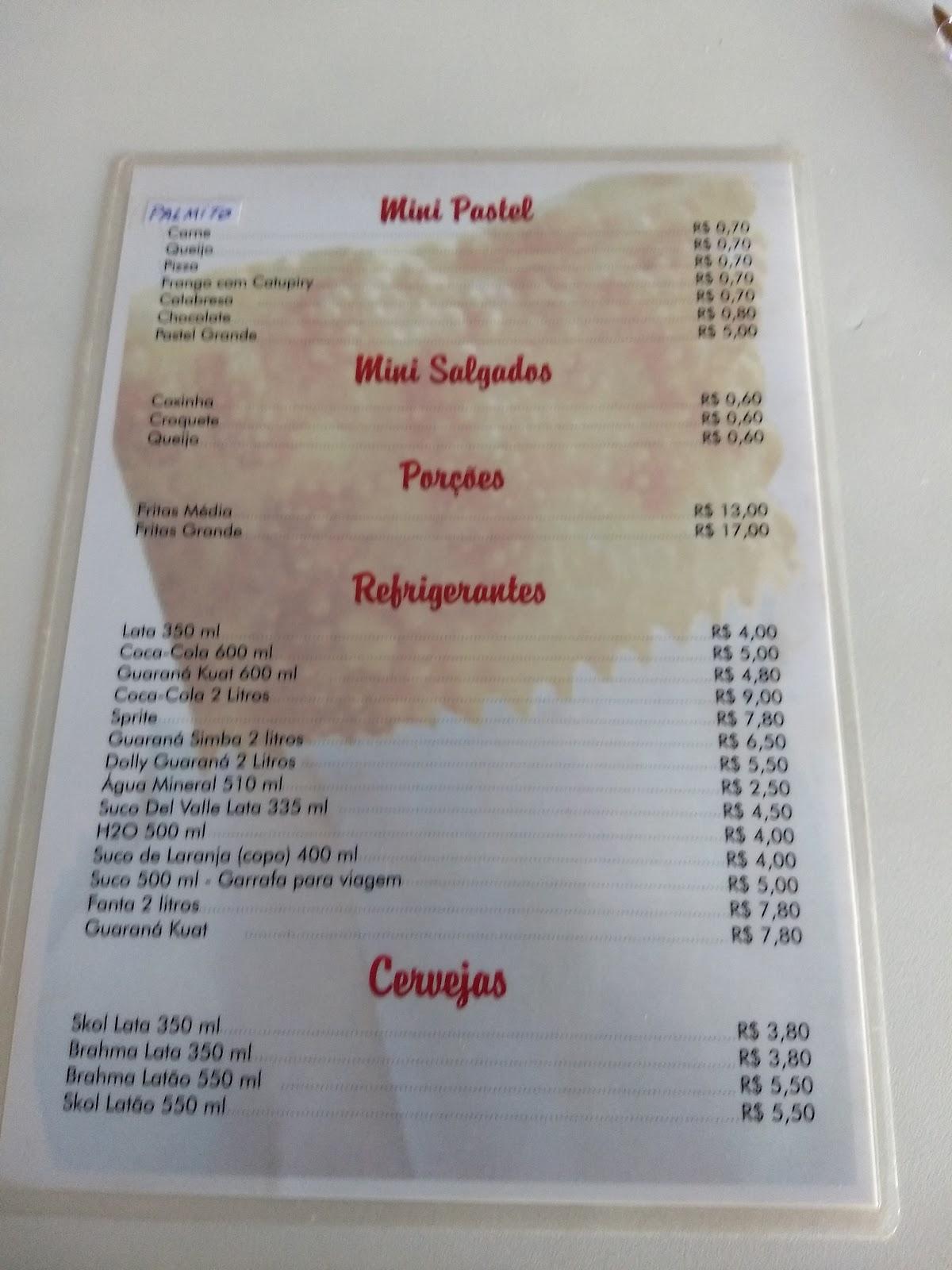 Menu em Pastelaria Tradição, Limeira