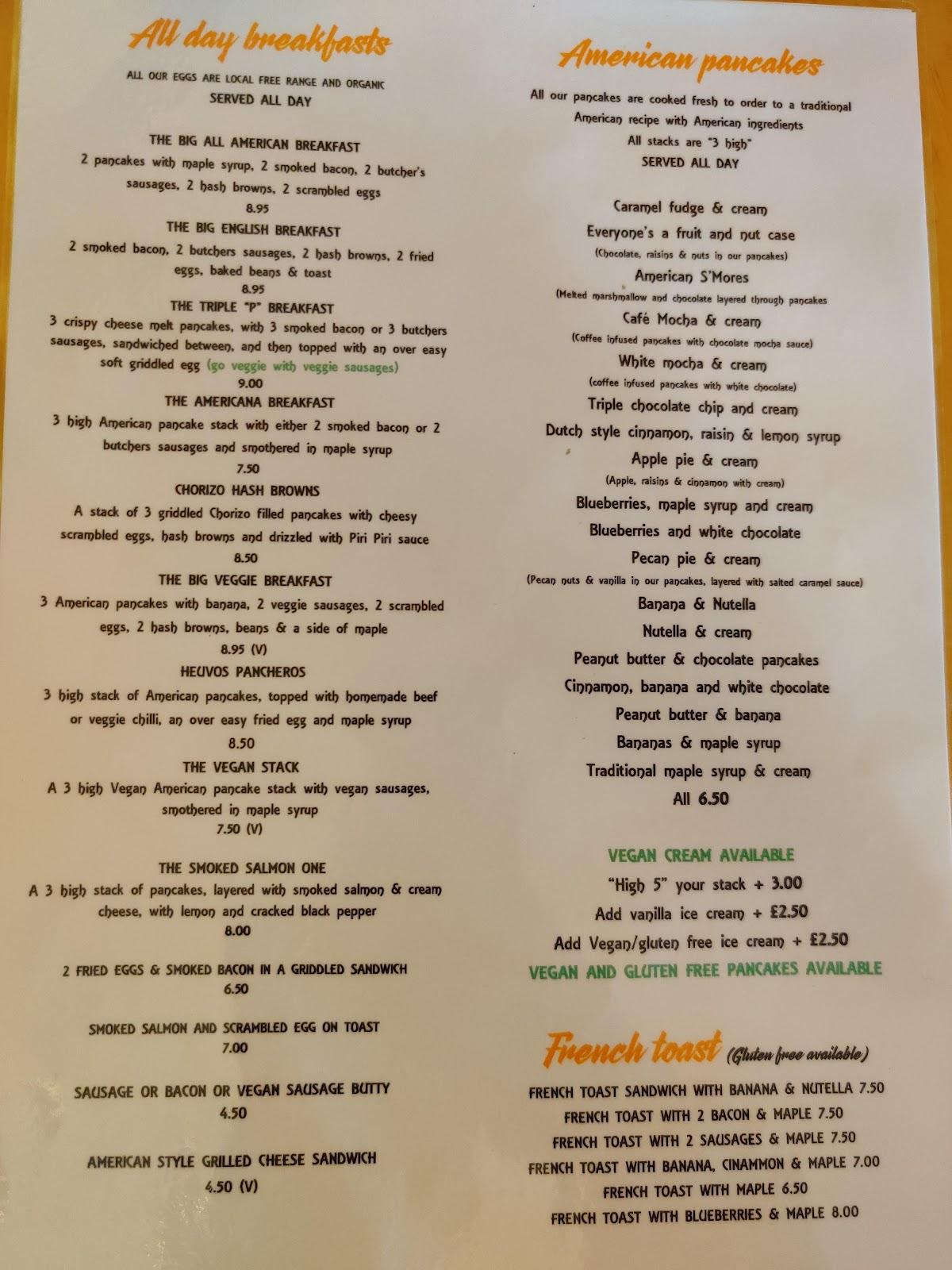 Menu at Café Chambers cafe, Canterbury