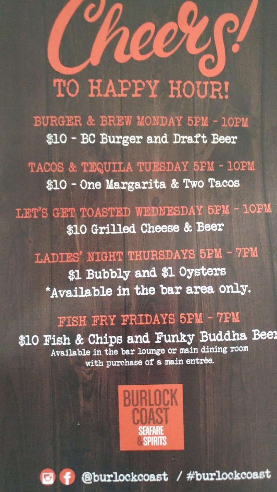 Menu at Burlock Coast restaurant, Fort Lauderdale