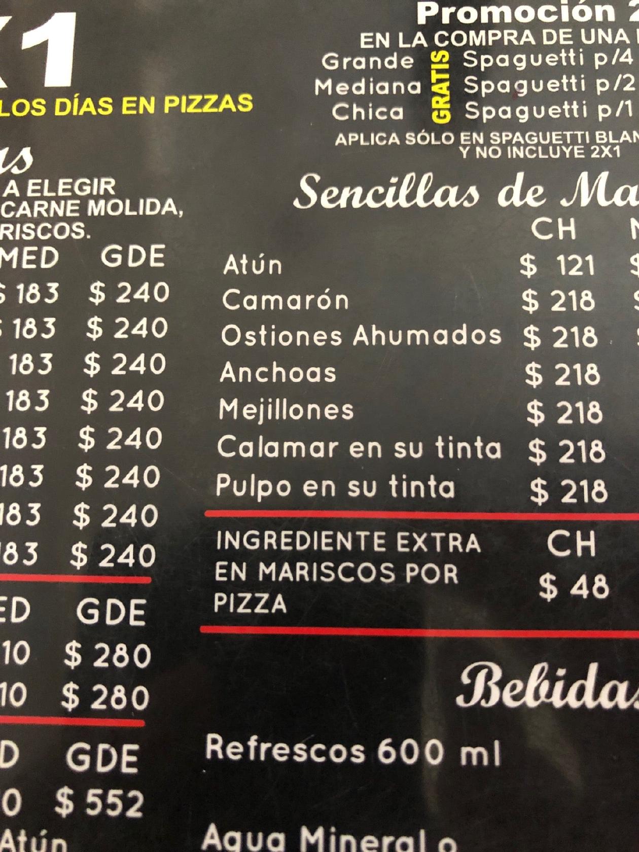 Carta de pizzería Charly Pizza, Heroica Puebla de Zaragoza, C. 16 de ...