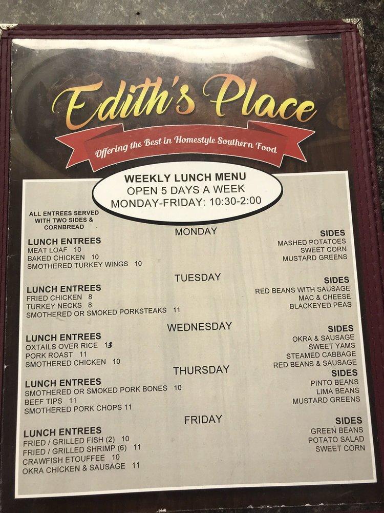 Menu at Edith's Place restaurant, Port Arthur, 743 Procter St