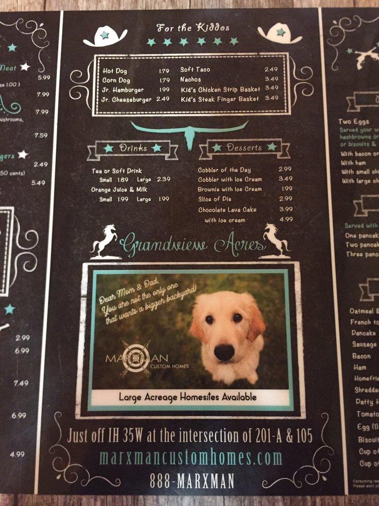 Menu at Ells Place restaurant, Cleburne