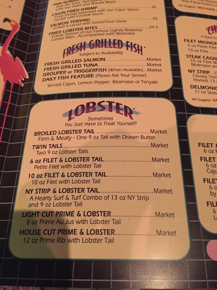 Menu at Flamingo Grill steakhouse, Myrtle Beach, N Kings