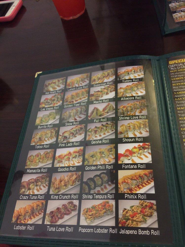 Menu at Koya Sushi restaurant, Fontana